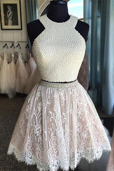 Short Prom Dress ,short Homecoming Dress, White Lace Homecoming Dresses ...