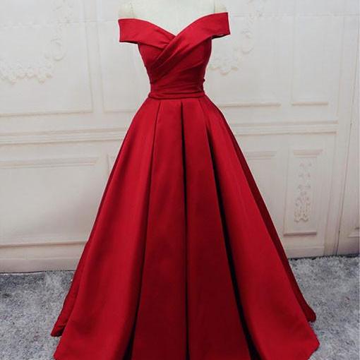 Gorgeous Red Off Shoulder Prom Dress,long Evening Dress,lace Up Prom ...