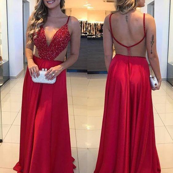 Sexy Open Back Red Long Prom Dresses Vestidos De Festa Long Party Dress ...