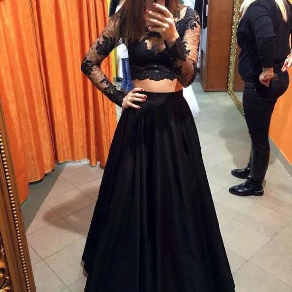 Beautiful Black Evening Gowns With Sleeves,modest Prom Dress,long ...
